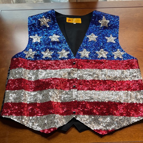 Jackets & Coats | Jc 01 Usa Sequin American Flag Vest Large | Poshmark